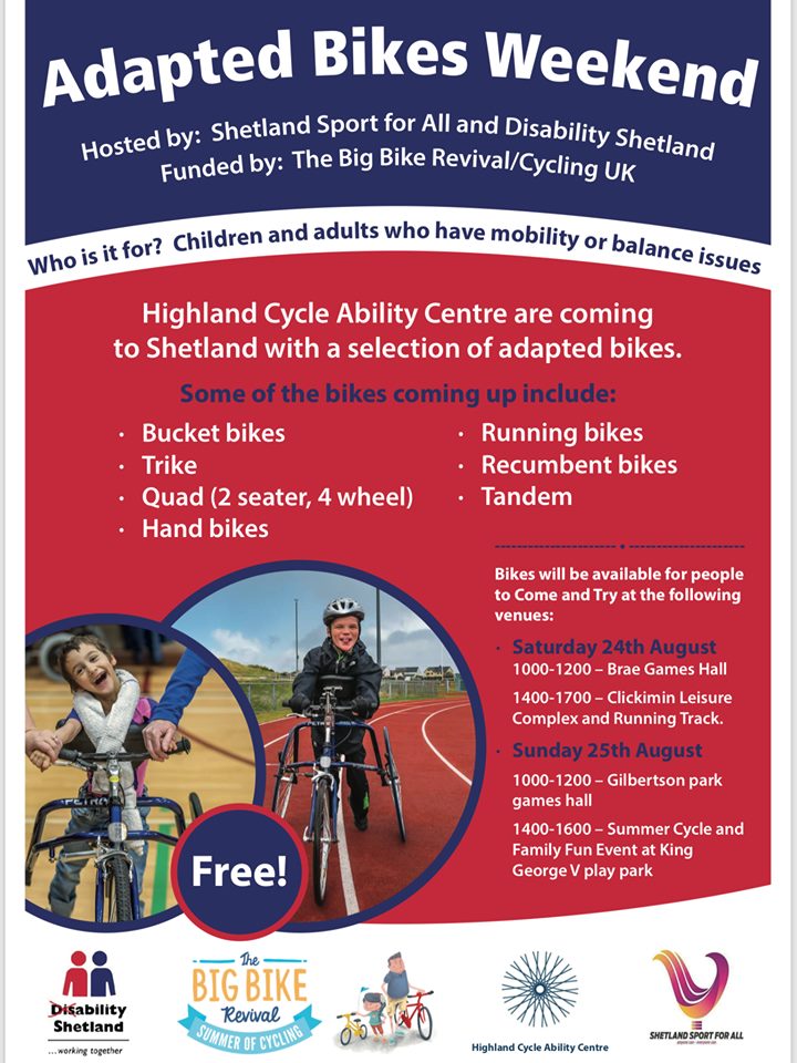 What's on Shetland | Adapted Bikes Weekend - What's on Shetland